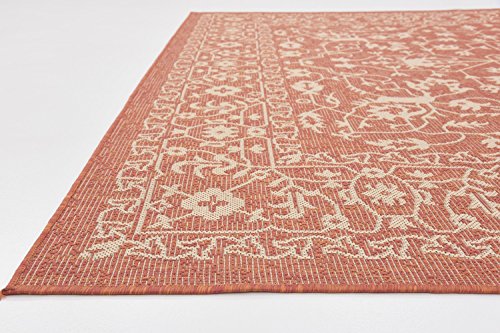 Unique Loom Outdoor Botanical Collection Area Rug - Allover (7' 1" x 10' Rectangle, Terracotta/ Beige)