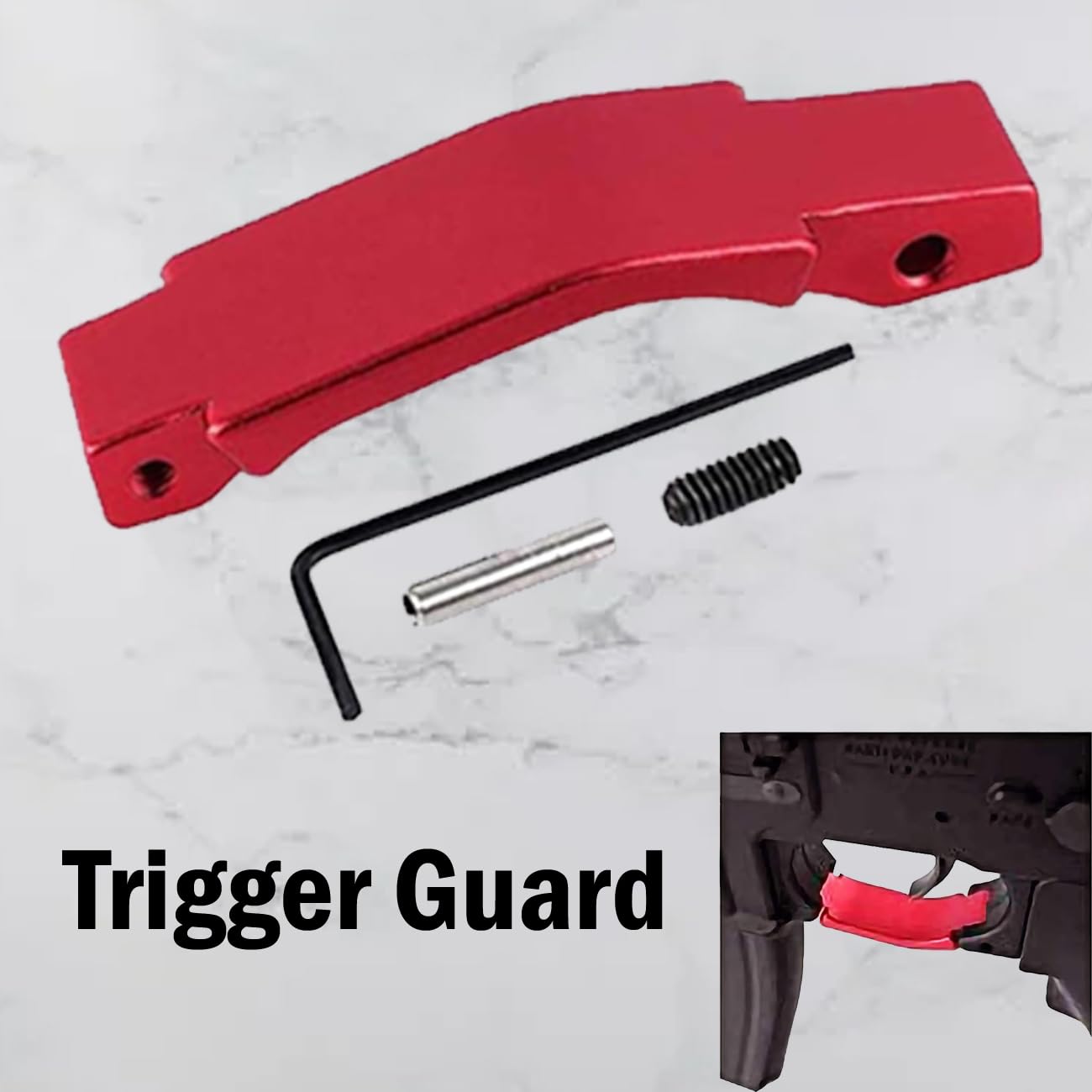 Combo of 5 Slots Mloc Picatinny Rail With Trigger Guard And QD Kit Push Button