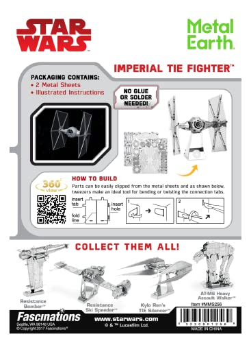 Metal Earth Fascinations Star Wars Imperial TIE Fighter 3D Metal Model Kit Bundle with Tweezers