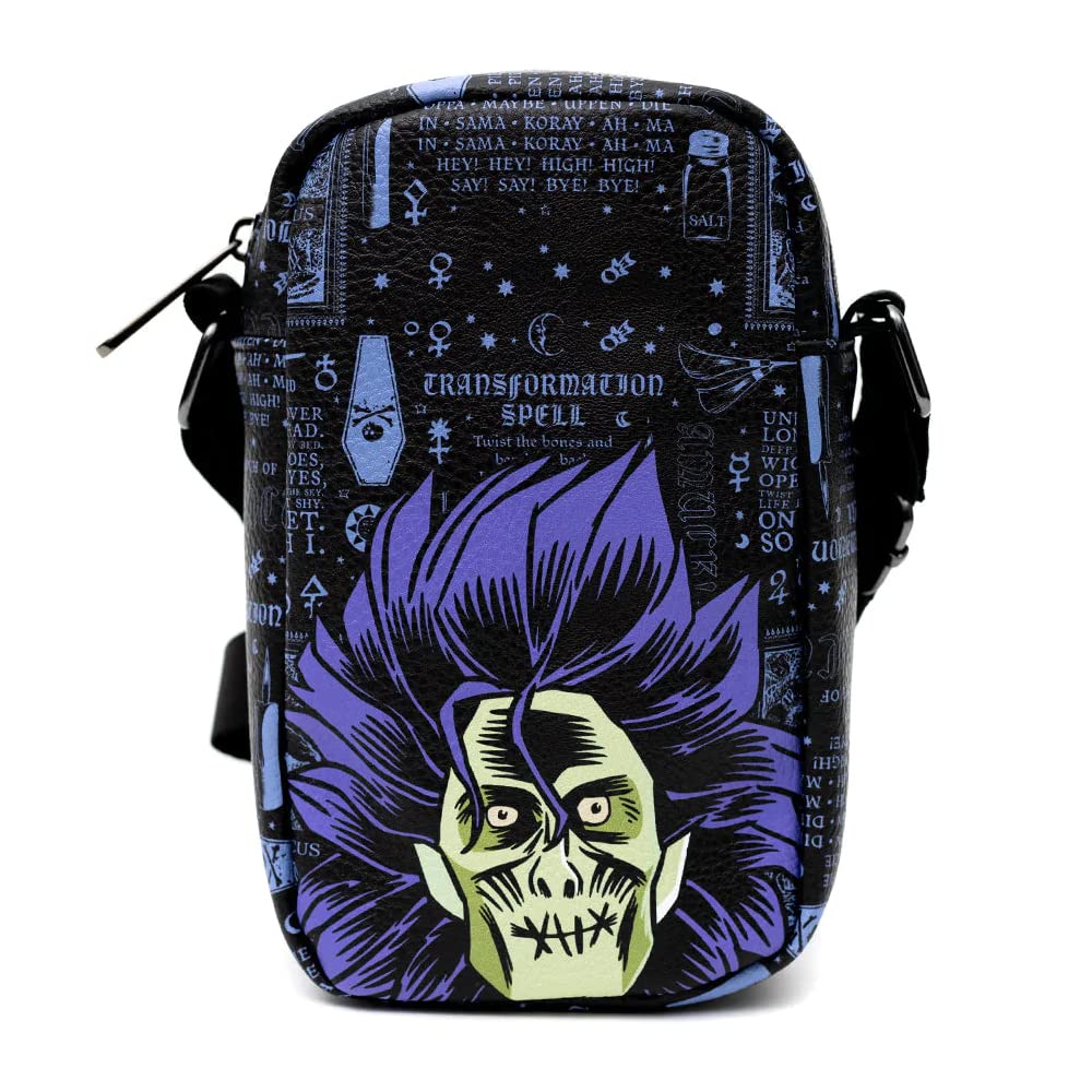 Disney Bag, Cross Body, Hocus Pocus Billy Butcherson Face and Spells Collage Black, Vegan Leather