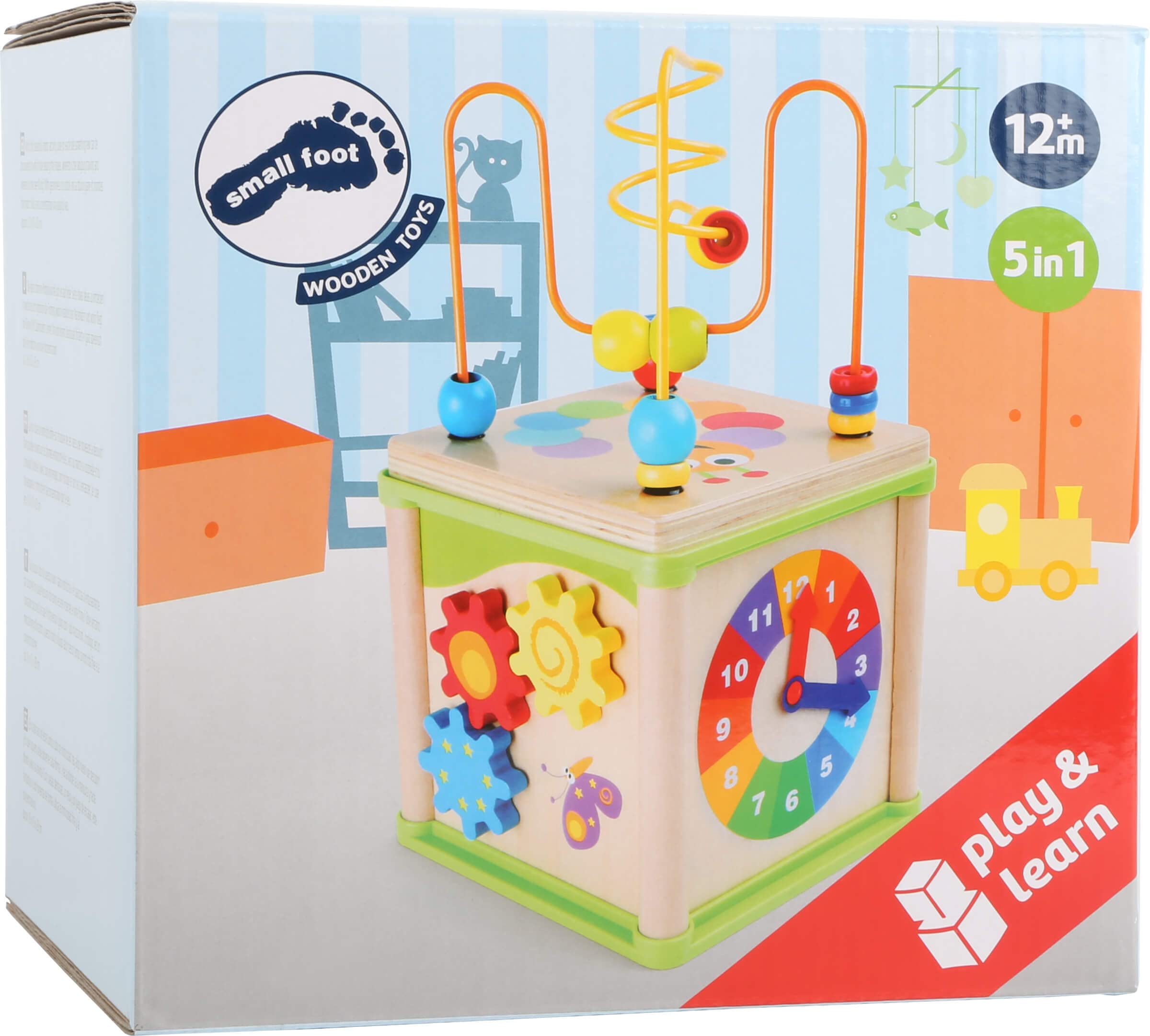 Wooden Activity Cube, Sweet Little Bugs by Small Foot β Classic 5-Sided Interactive Toy with Shape Sorter, Clock & Wheels - Develops Kids Imaginative Play, Coordination, Motor Skills β Age 12+ Months