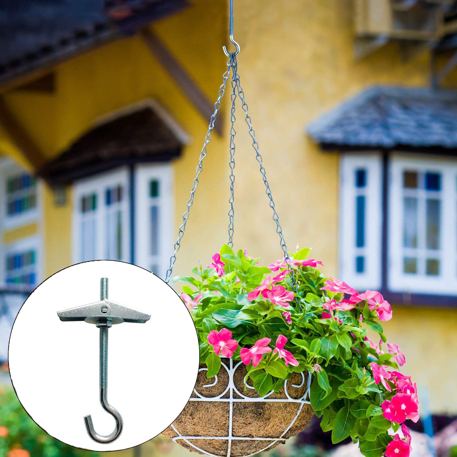 Lainrrew 8 Packs Ceiling Hooks, Ceiling Hooks for Hanging Plants, Swag Hooks Plant Hooks Toggle Hooks with Screws and Toggle Wings for Ceiling Installation Wall Fixing
