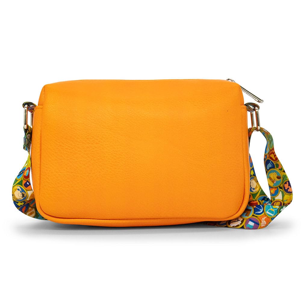 Disney Bag, Cross Body, Rectangle, Up Wilderness Explorers WE Badge, Orange, Vegan Leather