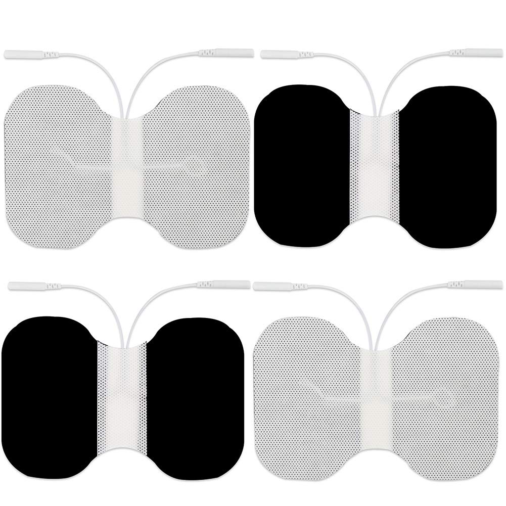 LotFancy TENS Unit Replacement Pads, 4PCS 4.3â x 6â Adhesive Electrode Pads for Electrotherapy, EMS Muscle Stimulation Machine, Butterfly Shape