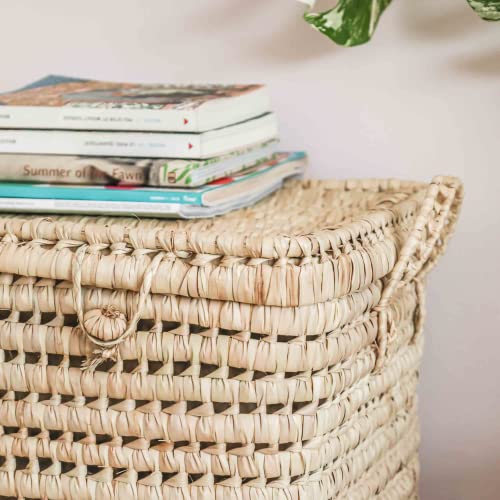 Handmade Wicker Storage Trunk large basket - Palm Leaf Storage Chest Storage Basket (80 cm)