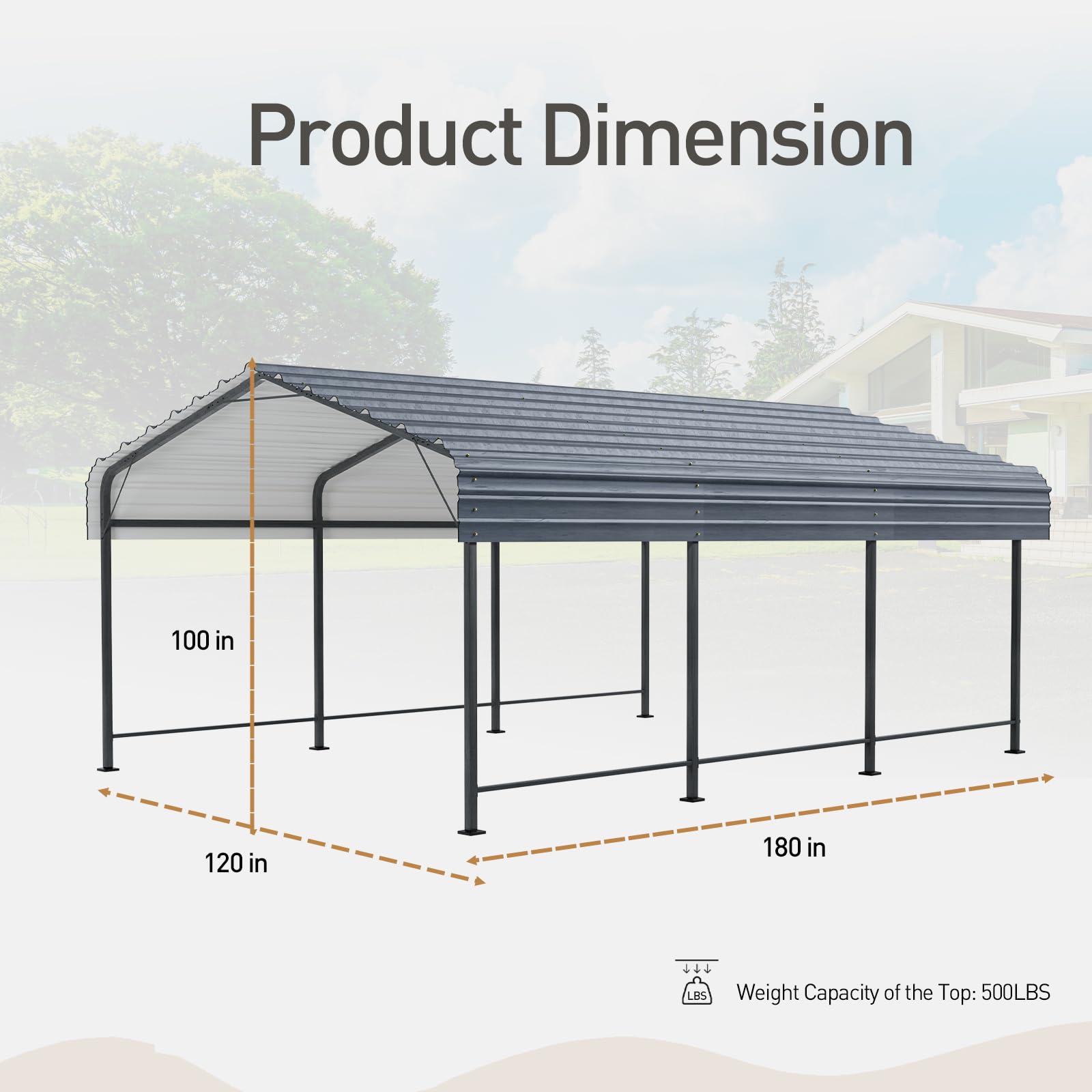 COSIEST 10' × 10' Carport, Outdoor Garage Car Shelter