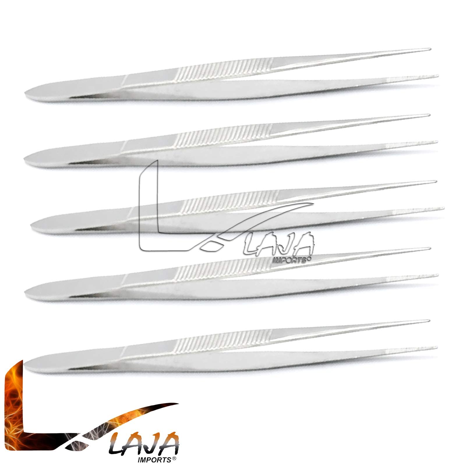 LAJA Imports Set of 5 Disecting Disection Science Lab Tweezers Forceps 'Splinter (Fine Point 4.5")
