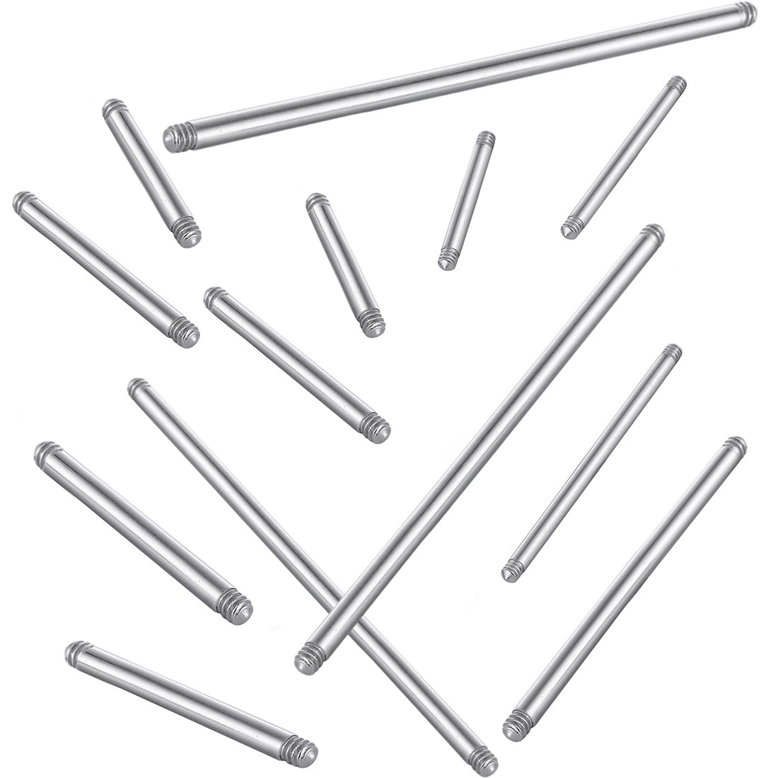 COTTVOTT 20pcs a Set Surgical Steel Threaded Barbell Bar Replacement for Tongue Earring Piercing Body Jewelry (Mix 20pcs)