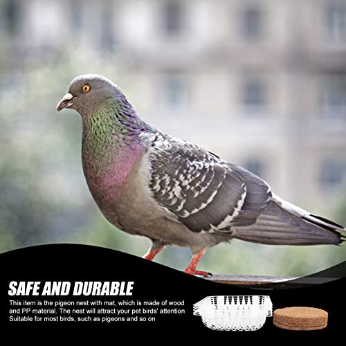 Happyyami 5 Sets Pigeon nest with Brown Cushion Pigeon Bird Pigeon Nesting Bowls Plastic Bird Multipurpose Tool pet Bird Accessories Multi-Function Breeding Nest pp White Incubator Birdcage