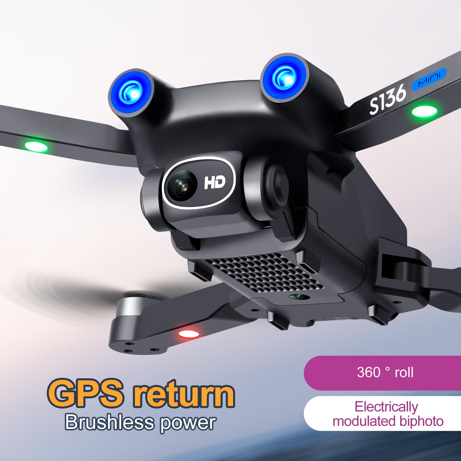 Cotwodfa GPS Drones with Camera for adults 4K, 60 minutes Long Flight Time, GPS 5G FPV Quadcopter for Beginners with Optical Flow Positioning,Brushless Motors, No obstacle avoidance, GPS Return Home, Follow Me, Include 3 batteries