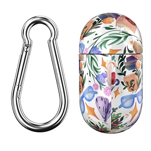 Hard Case Compatible with AirPods Pro 2 | AirPods Pro | AirPods 3 gen 2 1 Design Coffee Read Repeat Shockproof Hook Portable Cute Books Earpods Floral Nerdy Cover Protective Plastic with Keychain