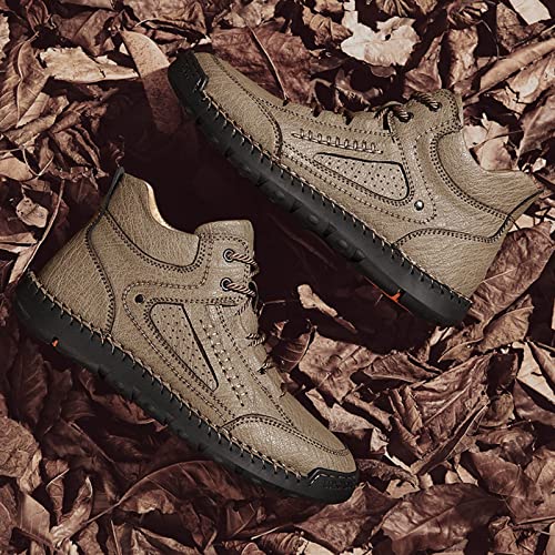 FASDNENDYS 2022 New Large Size Border Handmade Retro Stitched Leather Comfortable Casual Shoes Leopard Shoes for Men