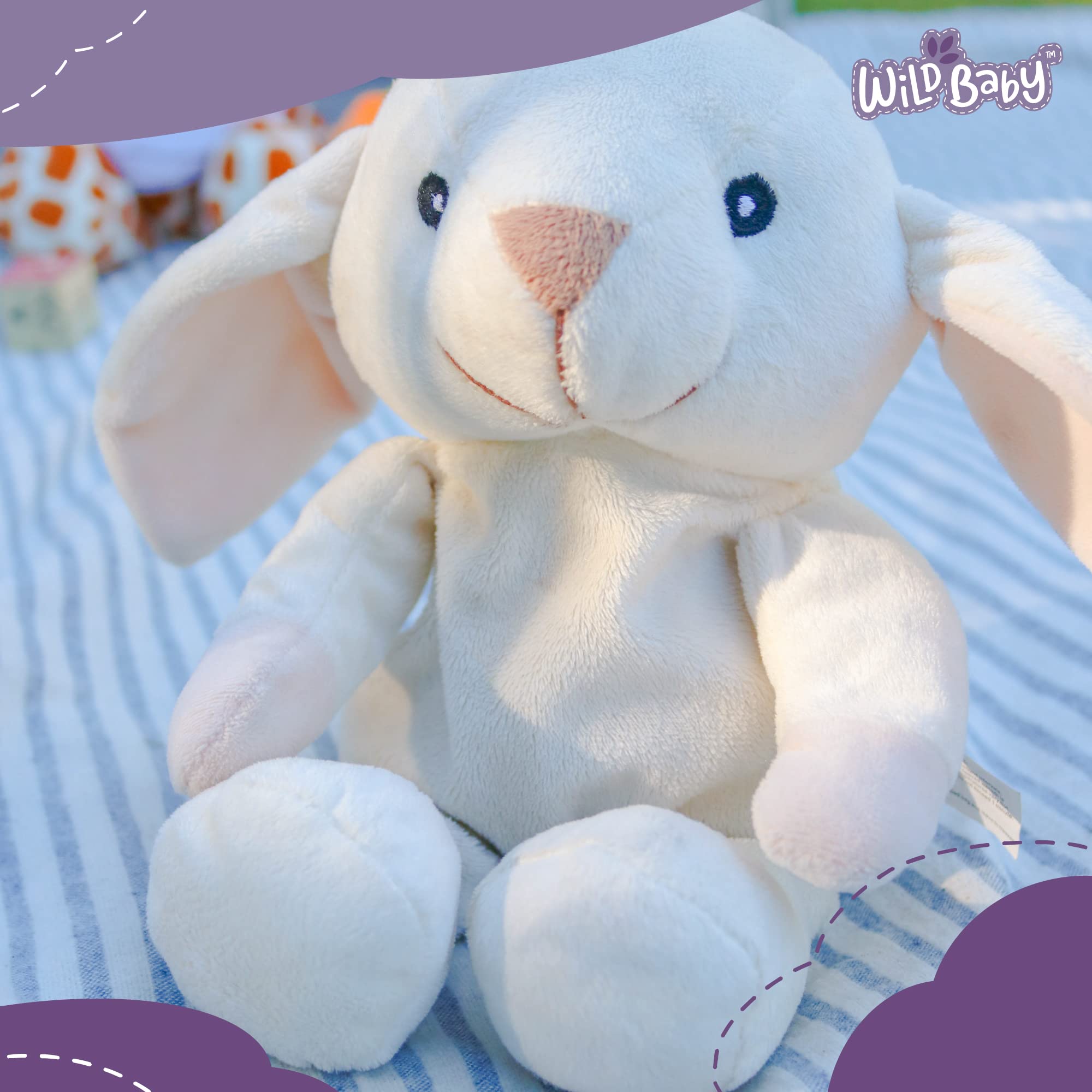 WILD BABY Rabbit Bunny Stuffed Animals, Warmie for Kids, 10 Inch, Microwavable, Heatable Clay Beads, Squishmallow Plush Pal with Dried Lavender Aromatherapy, Soft & Cuddly