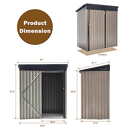 U-MAX 5.2 × 3.2 FT Outdoor Storage Shed, Backyard Sheds & Outdoor Storage, Garden Metal Shed for Tools, Furniture Storage