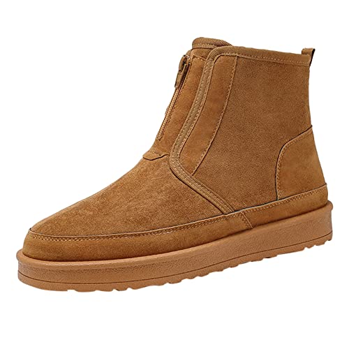 FASDNENDYS Ankle Boots for Women Fashion Winter Men Snow Boots Round Toe Flat Bottom Non Slip Snow Work Shoes for Men