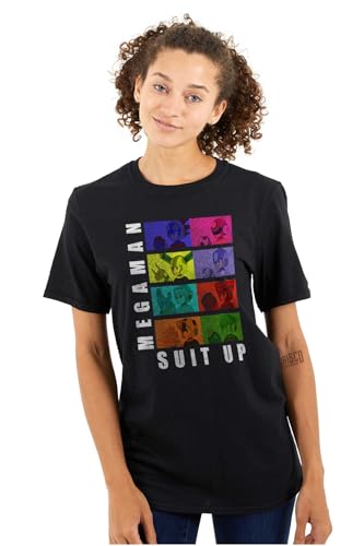 Classic Video Game Mega Man Suit Up Graphic T Shirt Men or Women Black