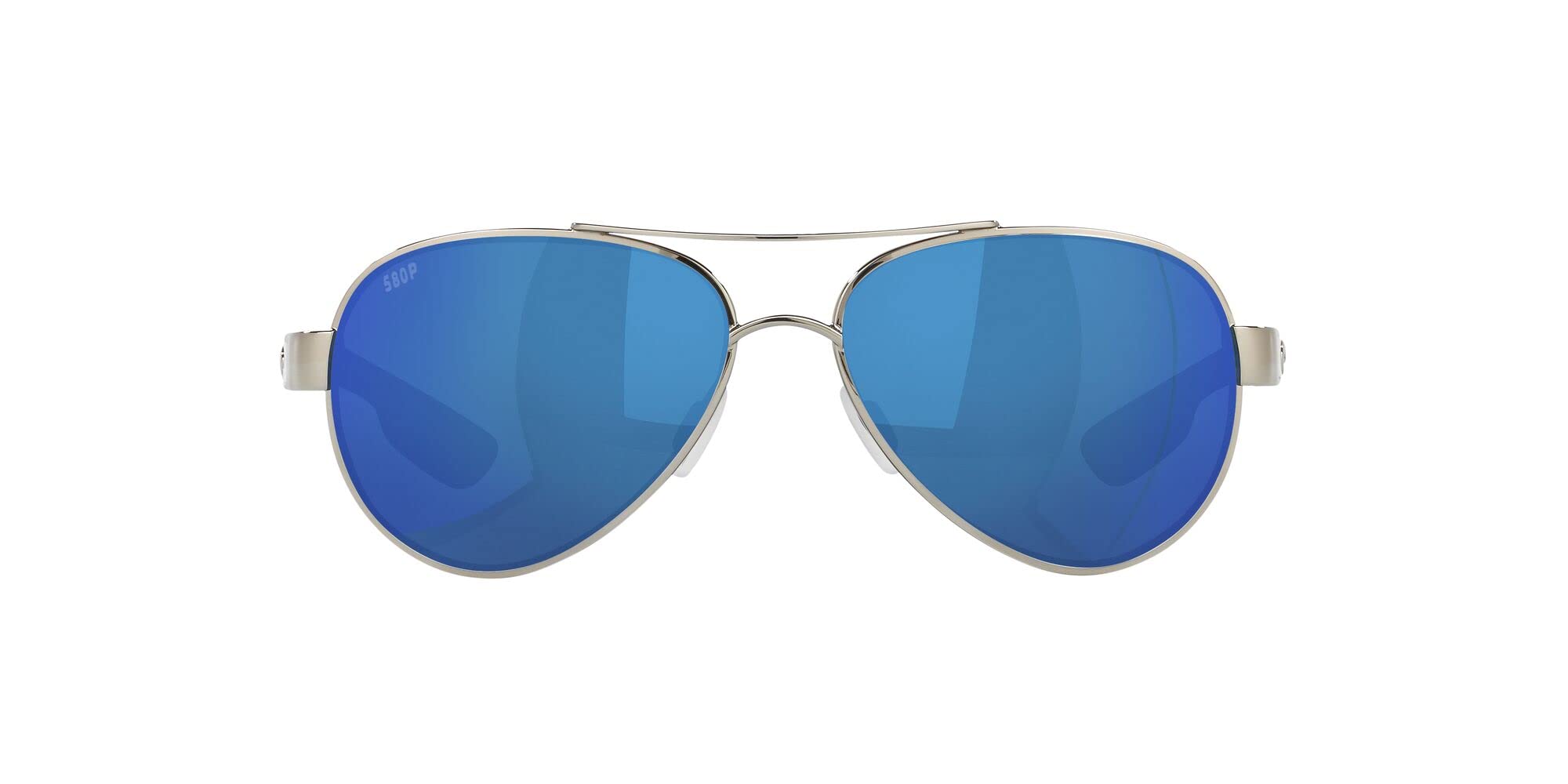 Costa Del Mar Womens Loreto Aviator Sunglasses, Ocearch Silver/Grey Blue Mirrored Polarized-580G, 56 mm