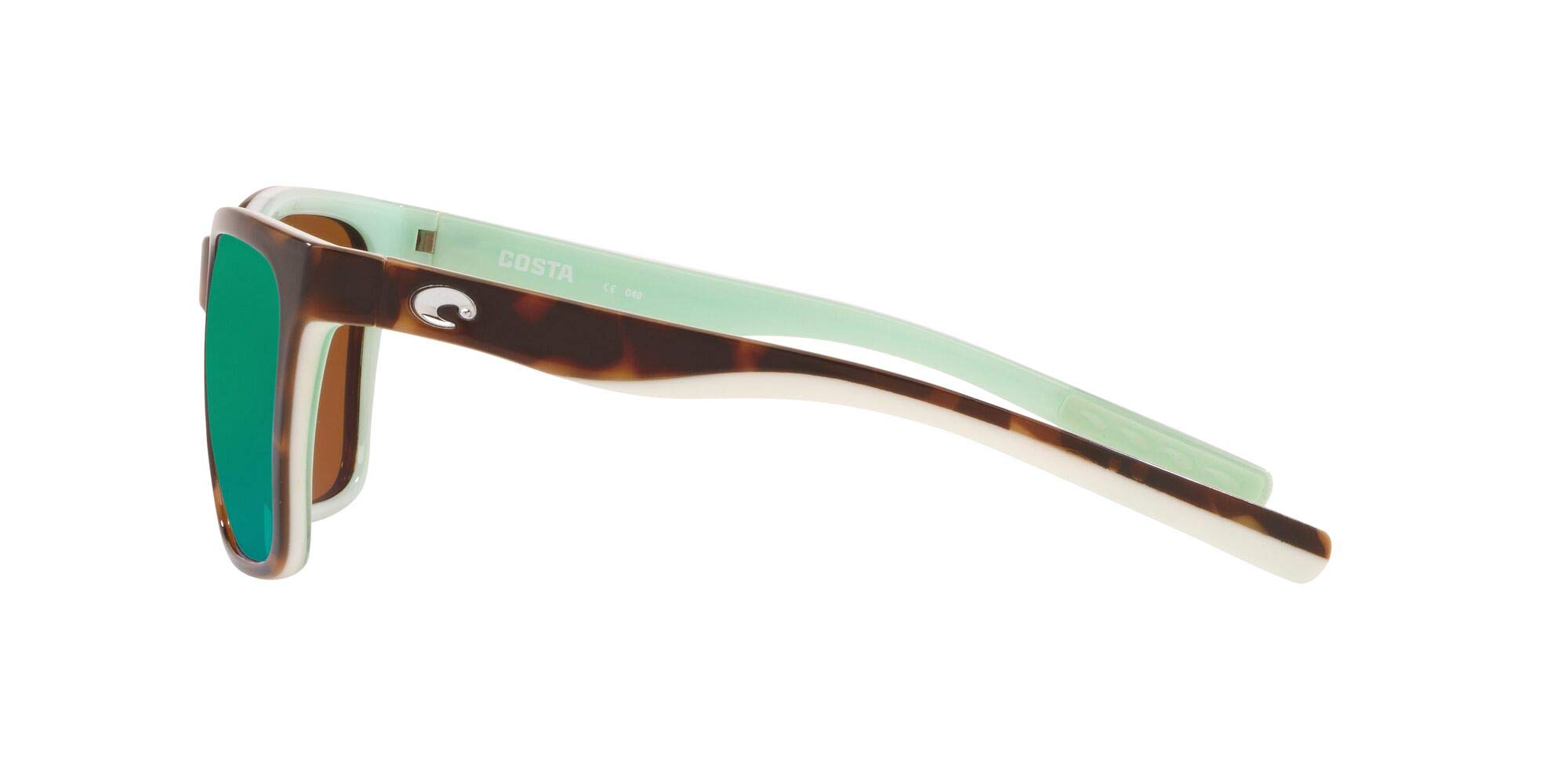 Costa Del Mar Womens Panga Square Sunglasses, Ocearch Shiny White/Blue Mirrored Polarized-580P, 56 mm
