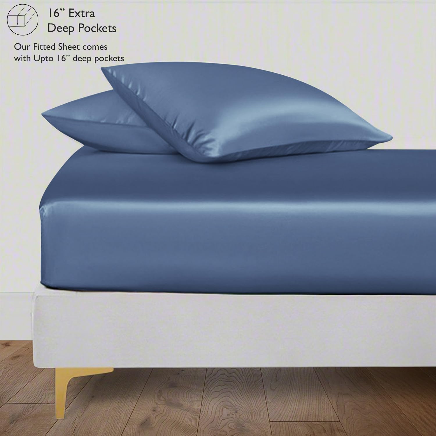 Linenwalas Tencel Lyocell Duvet Cover Set with Deep Pocket Fitted Sheet, Viscose Made from Eucalyptus Soft, Lightweight and Breathable Complete Bedding Set (Bahamas Blue, King)