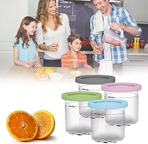 New Ice Cream Pints Containers|2/4 Packs Containers with Lids Replacements for Ninja Creami Pints,With NC301 NC300 NC299AMZ Series Ice Cream Maker (C)