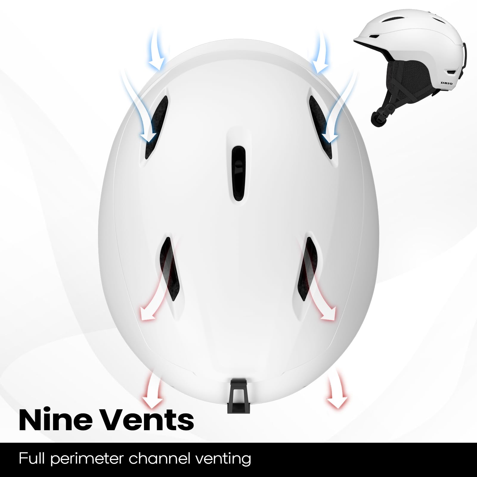 DBIO Snowboard Helmet, Ski Helmet for Adults-with 9 Adjustable Vents, ABS Shell and EPS Foam, Snow Helmets for Men and Women