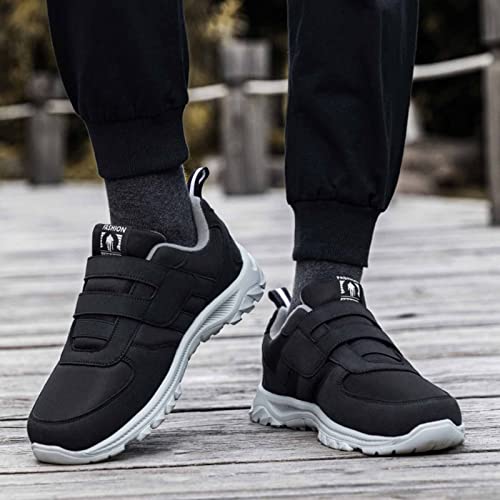 FASDNENDYS Couple Models Men's Middle Aged and Elderly Light and Comfortable Non Slip Hook Loop Mens Sneaker Shoes Size 9 Black