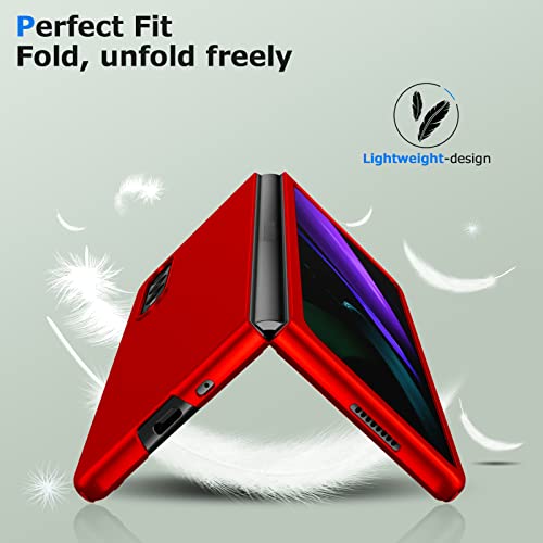 RLUYIDIKS for Samsung Galaxy Z Fold3 Case,Slim Hard PC Matte Phone case,Wireless Charging Compatible 7.6inch Lightweight Slim Protective Case for Samsung Galaxy Z Fold 3 5G,Red RUS02-06 CP