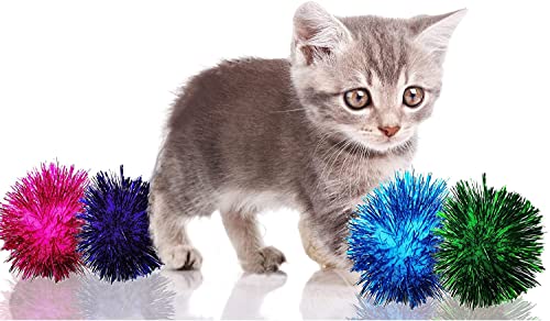 Hulless 20 Pcs 2 Inch Cat Sparkle Balls Toy Interactive Balls for Kittens Exercise and Cats Play and Chase