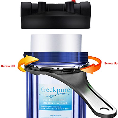 Geekpure 20 Inch Whole House Clear Water Filter Housing-Fit 4.5 x 20 Inch Filters-3/4" Port