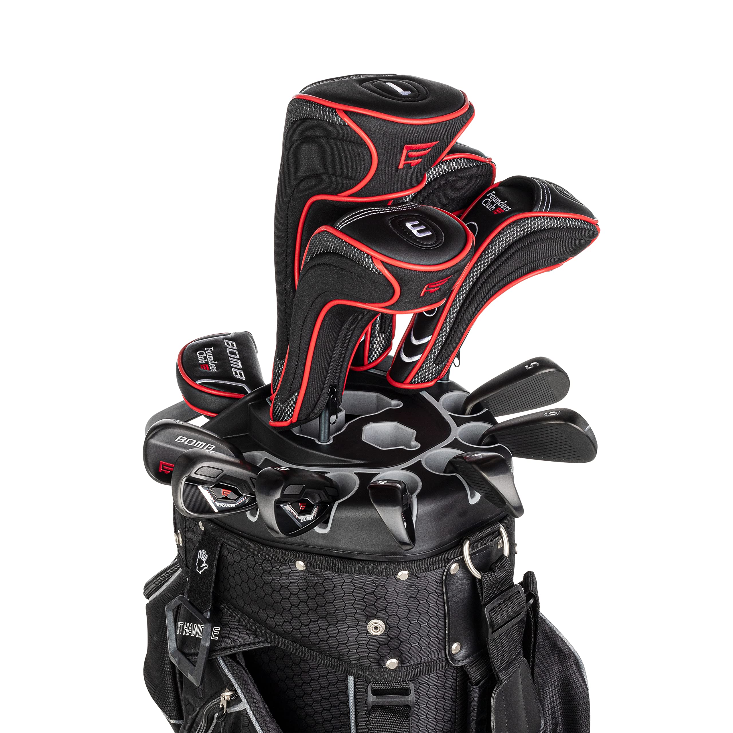 Founders Club Bomb Men's Golf Club Set with 14 Way Organizer Golf Black Bag Right Hand (Graphite Stiff)