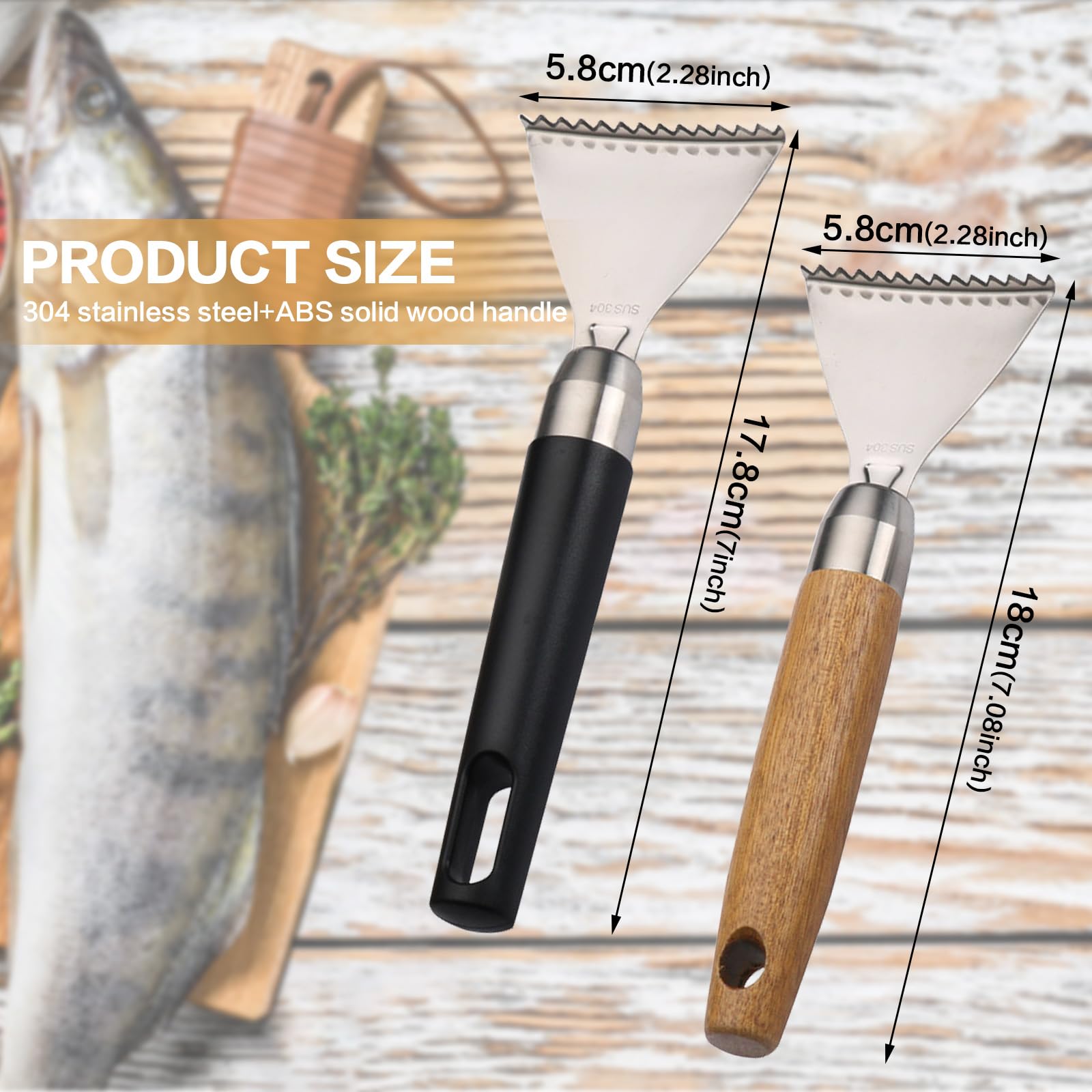 Fish Scale Remover, 2PCS Fish Scaler Remover, Sharp Fish Descaler Tool, Stainless Steel Fish Scaler Machine, 2024 New Fish Cleaner, Portable Fish Scaler Tool, Fish Skin Remover for Kitchen, Chef