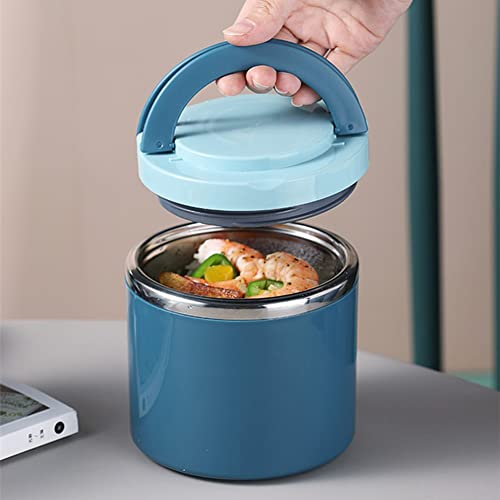 Ptsygantl Food Thermos, 1000ml Soup Thermos, Stainless Steel Bento Box with Handle, Breakfast Cup Soup Storage Container Sealed for Work Travel (Blue)