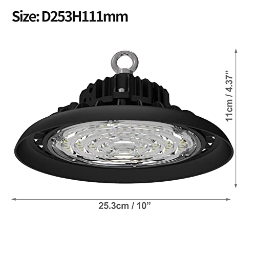 UFOUCUSLLUM UFO LED High Bay Light 100W, 11000lm 6000K Daylight IP65 Waterproof, High Bay LED Lights LED Warehouse Lights for Shop Garage Light Factory Barn LED Light Fixture 400W HID/HPS No Plug