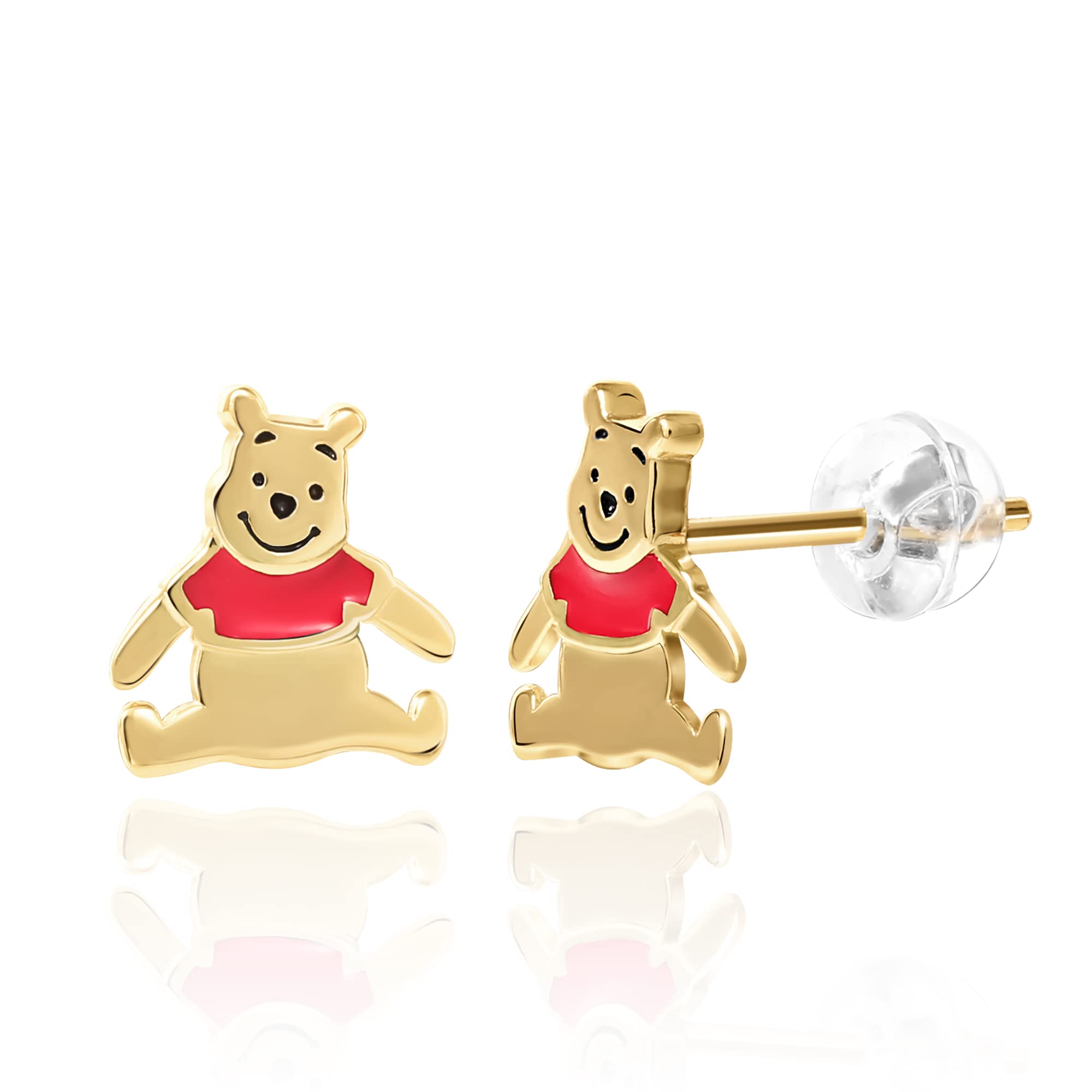 Disney Winnie the Pooh Earrings - Flash-Plated Stud Earrings - Winnie the Pooh Stud Earrings for Women