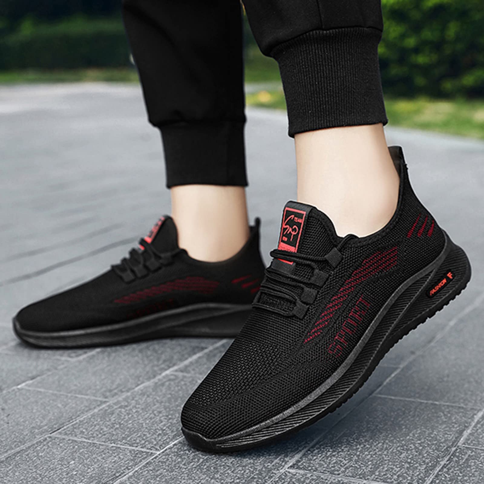 FASDNENDYS Fashionable Autumn Men Sports Shoes Flat Fly Woven Mesh Breathable Comfortable Lace Mens Sneaker Boots Size 11