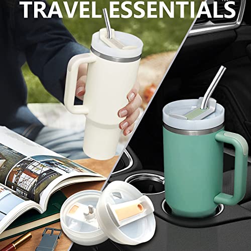Tumbler Lids for Stanley Cups, 40 OZ Tumbler Lid Compatible for Stanley, 3 Pcs Non-Spill Lids for Stanley Cups, Spill Proof Lids for Stanley & More Coffee Cups, Reusable Spill Proof Lids (Beige)