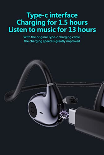HUYEOOGO Bone Conduction Headphones with MP3 Player, and Bluetooth 5.2, Ideal for Swimming, Running, Cycling, and Gym Workouts. Black Headphones with Microphoneopen Ear Headphones