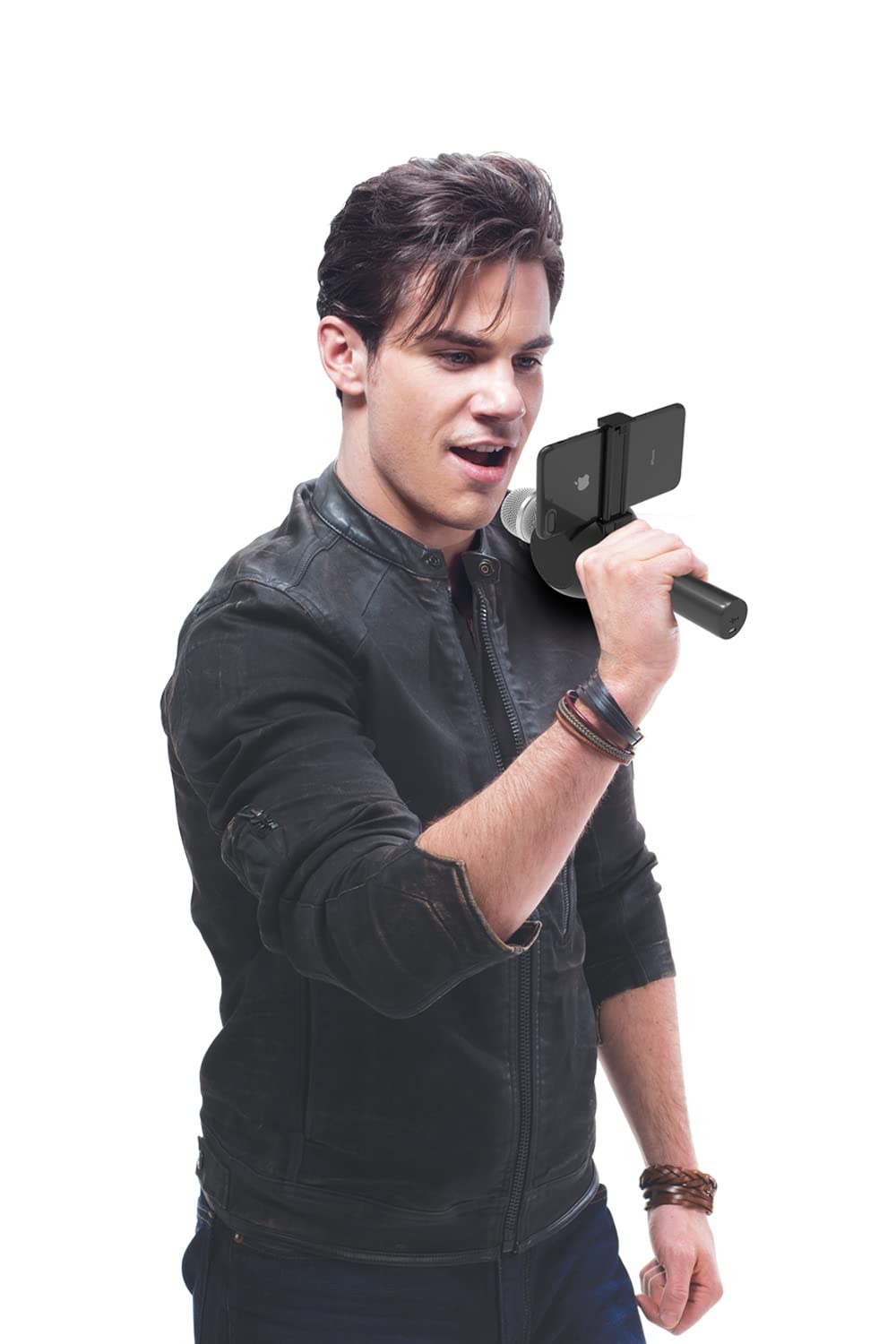 Tzumi Rock Solo Bluetooth Karaoke Microphone and Speaker with Retractable Smartphone Holder - Compatible with Most Karaoke Apps