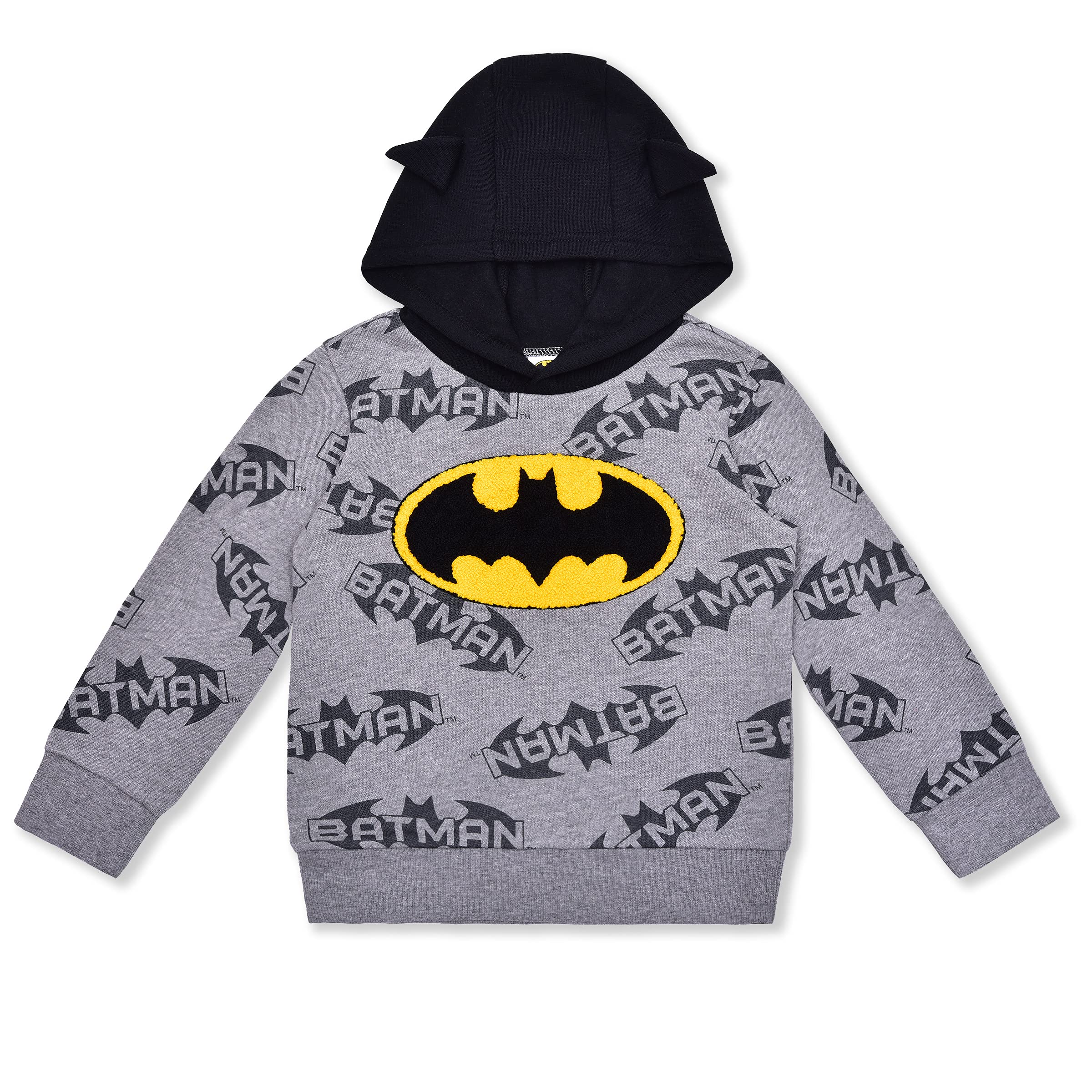 DC Comics Batman Boys’ Hoodie for Toddler and Little Kids – Black/Grey