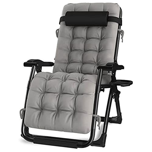 ROLTIN Garden Lounge Chair Oversize Folding Lounger, Adjustable Recliner Outdoor Reclining Beach Desk Garden Lounger with Cushions