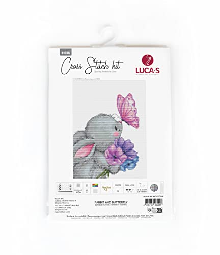 Luca-S Cross Stitch Kit - Rabbit and Butterfly, Counted Cross Stitch Kit, Embroidery Needlecraft Kit