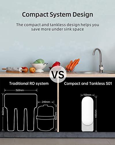 Geekpure 800 GPD Reverse Osmosis Drinking Water Filtration System with Twist Filters-Tankless-Fast Flow-2:1 Pure to Drain