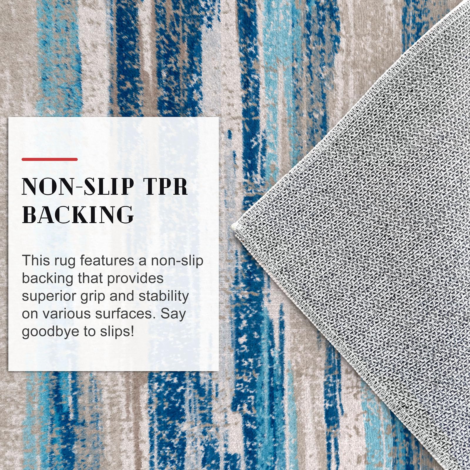 Lansny Modern Abstract Entryway Rug Indoor 2x3 Washable Rug Non-Slip Soft Small Area Rug Blue Kitchen Mats Thin Print Faux Wool Floor Carpet Throw Rugs for Entrance Bedroom Office Home Decor
