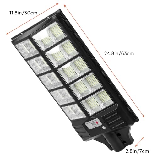 ilkqeppe Waterproof Solar Street Light, 3 Pcs Solar Energy 240 Degree Coverage Area Garden Lamp, 1152 Light Beads Outdoor Light, Large Capacity Battery Pavement Solar Street Light Black