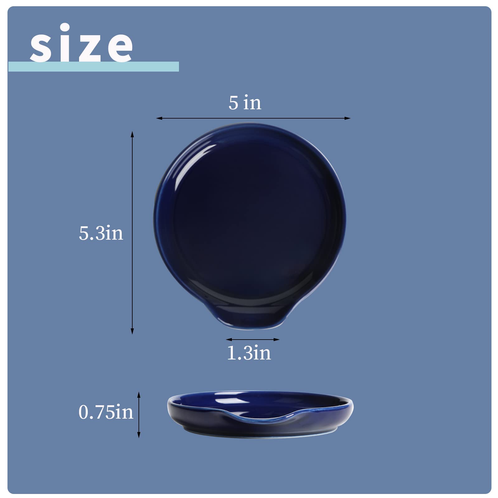 GDCZ Ceramic Spoon Rest for Stove Top - 5 Inches Large Spoon Holder for kitchen Counter, White Coffee Spoon Rest, Cooking Utensil Rest, Kitchen Accessories, Dishwasher Safe, Set of 1,Navy