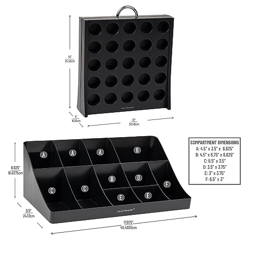 Mind Reader 11 Compartment Condiment 50 Capacity K-Cup Single Serve Coffee Pod Holder Storage Organizer, Black, One Size