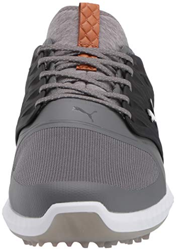 PUMA GOLF Men's Ignite Pwradapt Caged Golf Shoe, Quiet Shade-Bronze-Puma Black, 12 M US