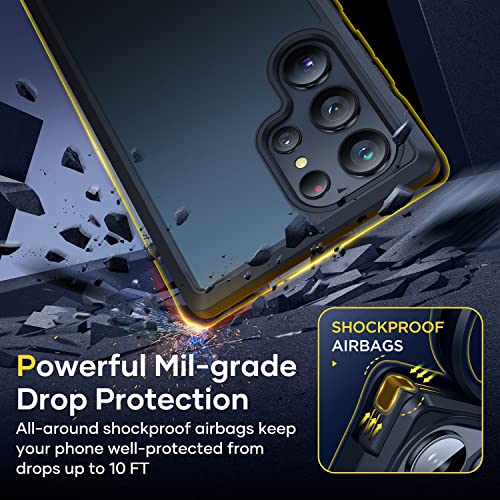 Humixx for Samsung Galaxy S23 Ultra Case, [10FT Mil-Grade Shockproof Protection] 2X Soft Screen Protector + 2X Lens Protector, Anti-Fingerprints Matt Finish Snugly fit Case for S23 Ultra 6.8", Black