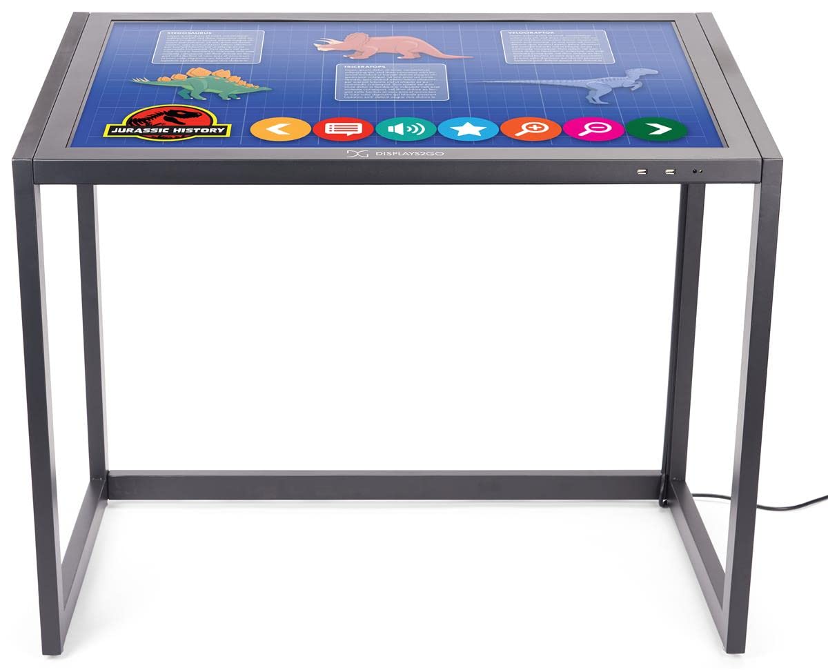 Displays2go 43" Angled Touch Screen Digital Desk, 10pt PCAP, Wheelchair Accessible Design - Black (DGTCHKSK43)