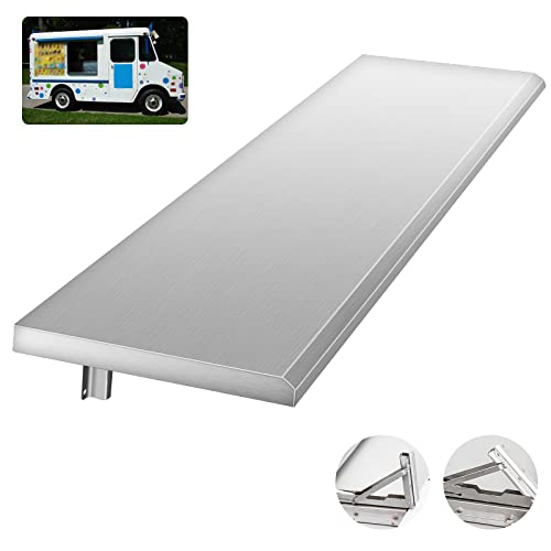Hasopy Concession Shelf, Stainless Steel 72L x 12W Drop Down Folding Serving Food Shelf Stand Serving for Concession Window